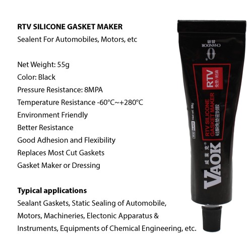 BLACK RTV SILICONE GASKET MAKER SEALANT, Temperature Resistance ...