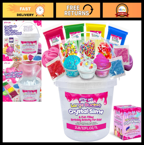 2 LB Clear Slime Bucket - Premade Crystal Slime Kit with Add-Ins ...