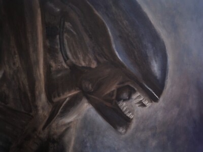Alien Xenomorph Portrait - original oil painting - Sci Fi Horror Art | eBay