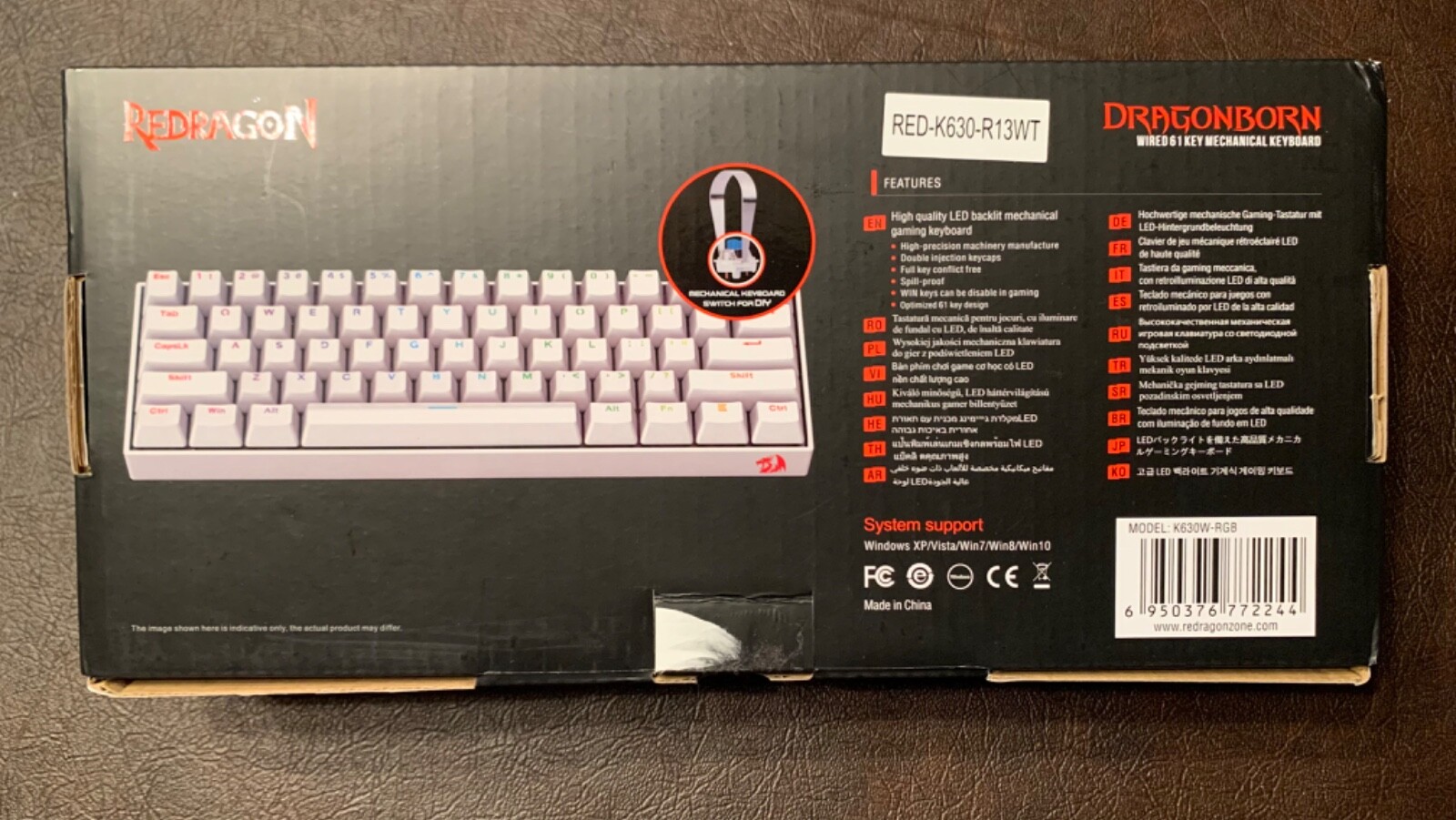 Redragon K630 Dragonborn 60% Wired RGB Gaming Keyboard, 61 Keys Compact ...