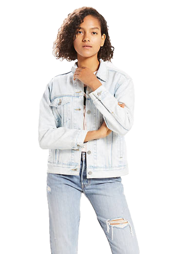 Levi's Womens 29944 0023 Cloud Ex Boyfriend Jean Denim Trucker Jacket ...