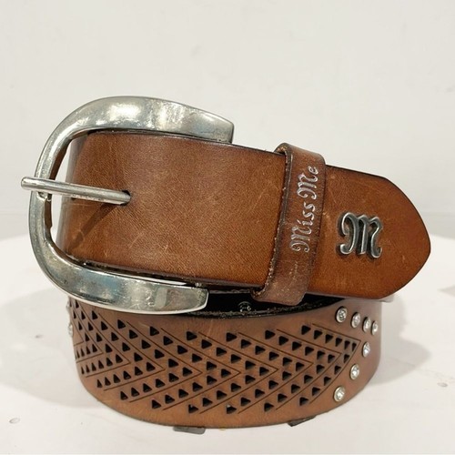 Miss Me Belt Women Genuine Full Grain Leather Studded Crystal Sz Lg ...