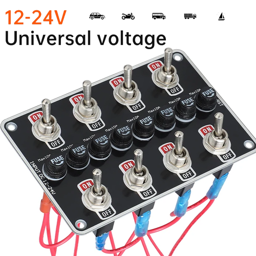 8 Gang Toggle Switch Panel Control w/ Fuses Boat Marine Car RV Yacht ...