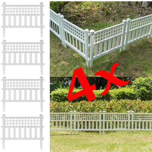 4 x WHITE PLASTIC FENCE PANELS GARDEN LAWN BORDER EDGING PLANT BORDER ...