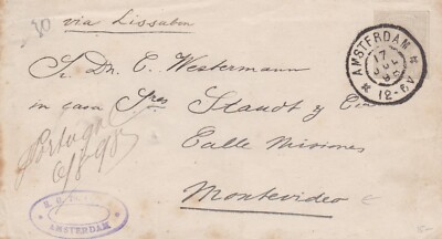 Netherlands postal stationery envelope to Montevideo Uruguay 1898 | eBay