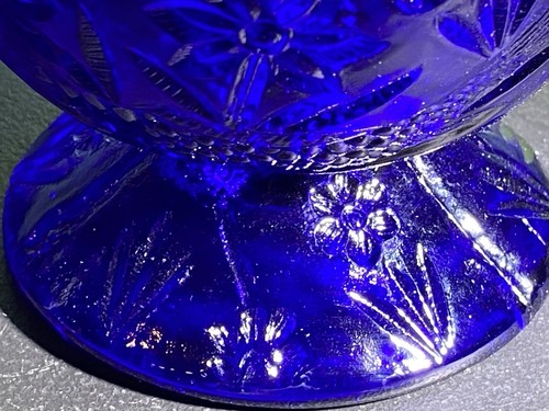 Vintage Russ Vogelsong Summit Art Glass Cobalt Blue Candy Dish Floral ...