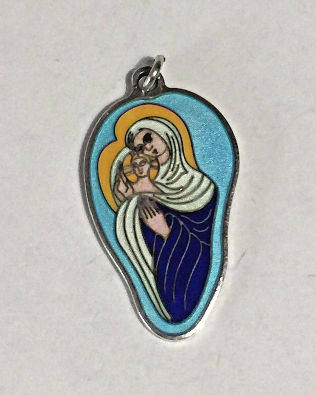 Beautiful Vintage CREED Sterling Silver Enamel Virgin… - Gem