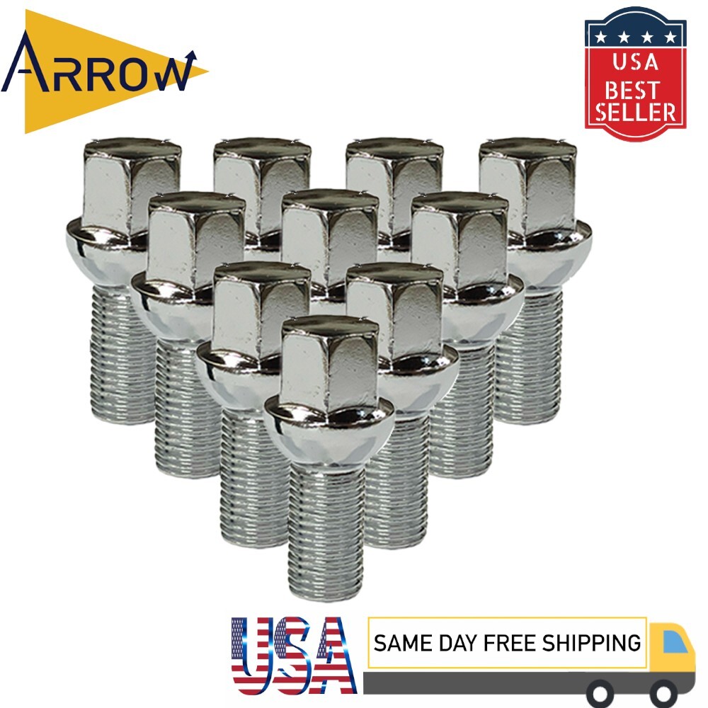 10x Chrome M14x1.5 Ball Seat Lug Bolt 28mmShank/17mmHex Fit Audi Stock ...