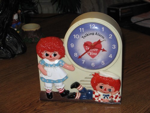 VINTAGE 1974 Raggedy Ann & Andy Doll Character Wind-Up Talking Alarm ...