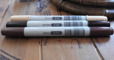 3pc Copic CIAO Markers ASSORTMENT Set E77 MAROON E49 DARK BARK E43 DULL ...