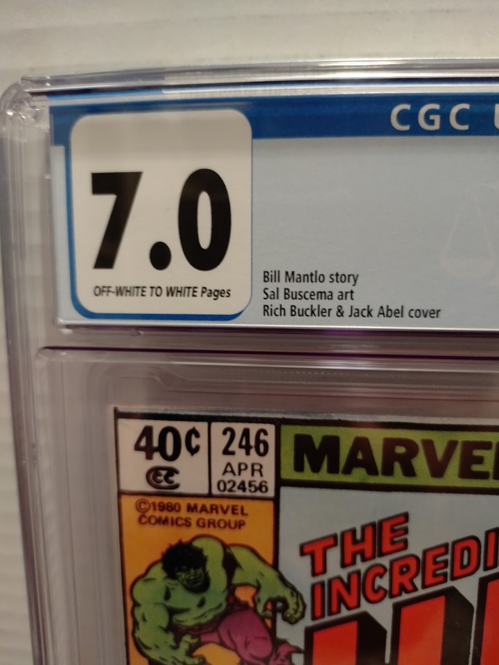INCREDIBLE HULK #246 CGC 7.0 vs. CAPTAIN MARVEL" 1980 "Marvel Comics ...