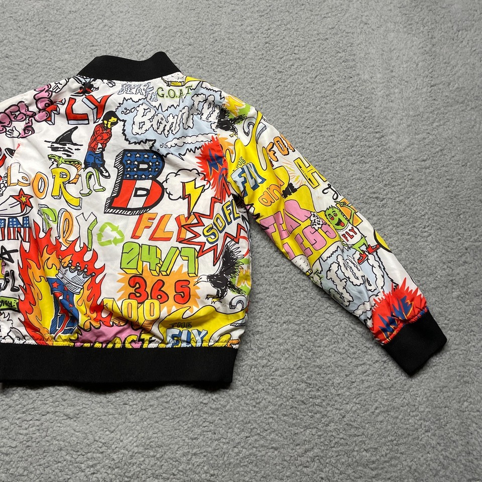 Born Fly Jacket Youth XL 7 30x19 Windbreaker Bomber Cartoon Flashy Fun ...
