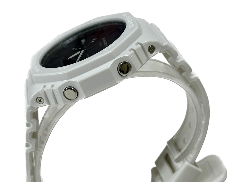 Casio GA2100-7A white band black dial Analog Digital G shock watch | eBay