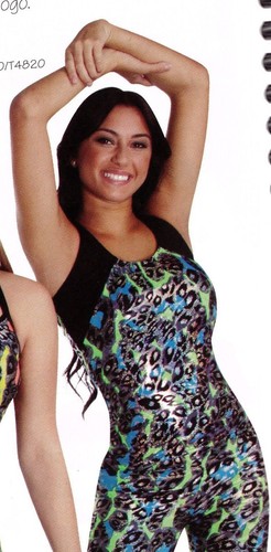 NEW Body Wrappers Foil Leopard dance Top Medium adult blue green black ...