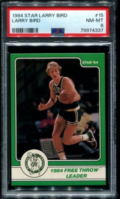 PSA 8 NM MINT 1984 STAR LARRY BIRD #15 CELTICS 1984 FREE THROW LEADER ...