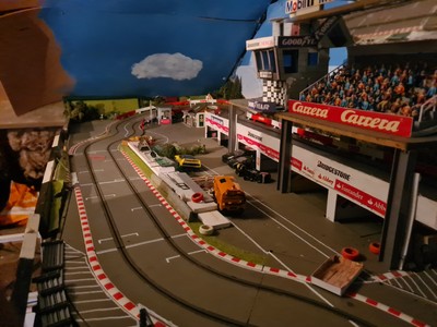 Huge Permanent Scalextric Slot Car Loft Layout Scenic | eBay UK