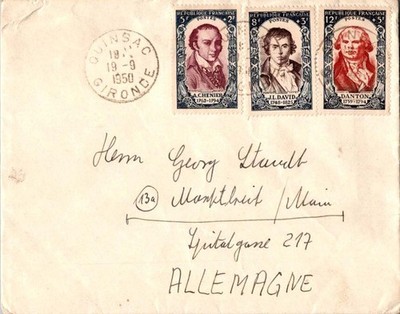 France 5F+2F Andre de Chenier, 8F+3F J. L. David and 12F+5F G. J ...