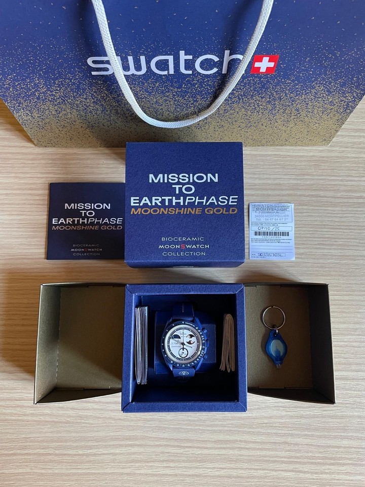 Swatch MoonSwatch Mission to Earthphase Moonshine Gold October NEW FULL ...
