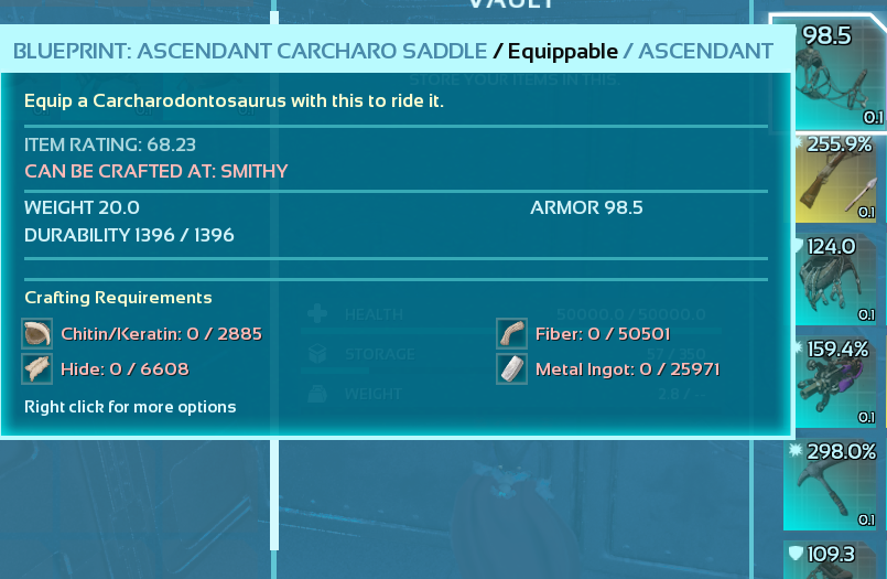 SADDLE & WEAPON Blueprints Ark Survival Ascended Official PVE | eBay