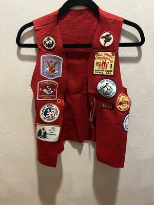 Vintage Boy Scout Red Patch Vest Cahokia Mounds 1977-1983 Camporee ...