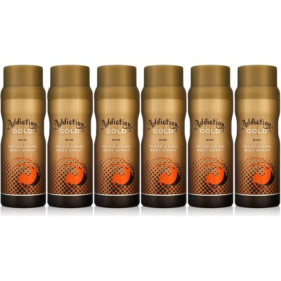 Addiction Deodorant Body Spray Gold Men 150ML x 6 | eBay