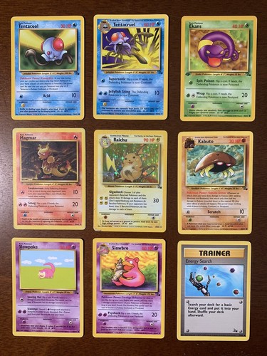 💥Lot of 18 VINTAGE Pokemon Cards FOSSIL SET! Includes HOLOS AND 1ST ...