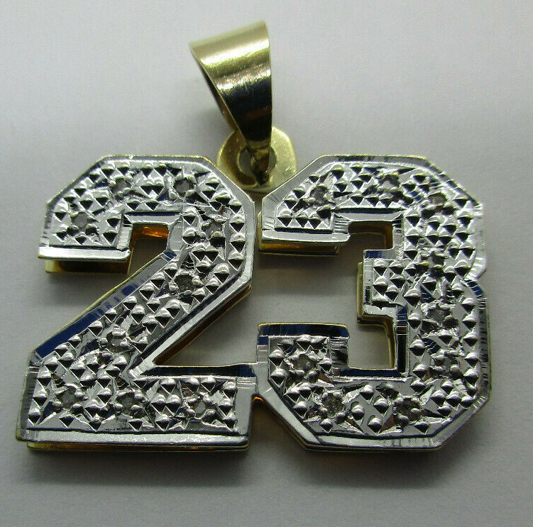 14K Gold Number 23 Pendant with 18 Natural Diamonds 5.90 Grams | eBay