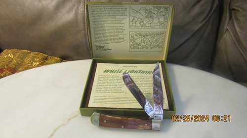 1980 Boker White Lightning 2525 Bone Trapper Twin Blade Pocket Knife ...