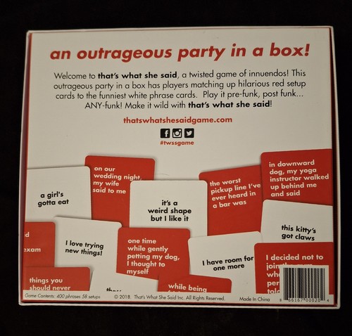 That's What She Said The Party Game of Twisted Innuendos - TWS13777245 ...