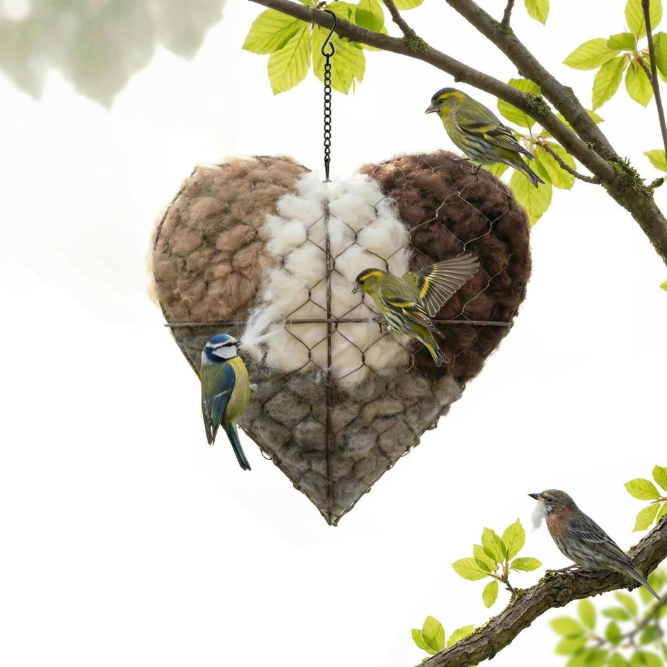 Handmade Alpaca Fiber Bird Nesting Heart Refillable Natural Material ...
