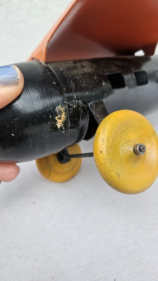 Reproduction Airplane Pressed Steel Toy 18” Wing Span Vintage Tin Toy ...