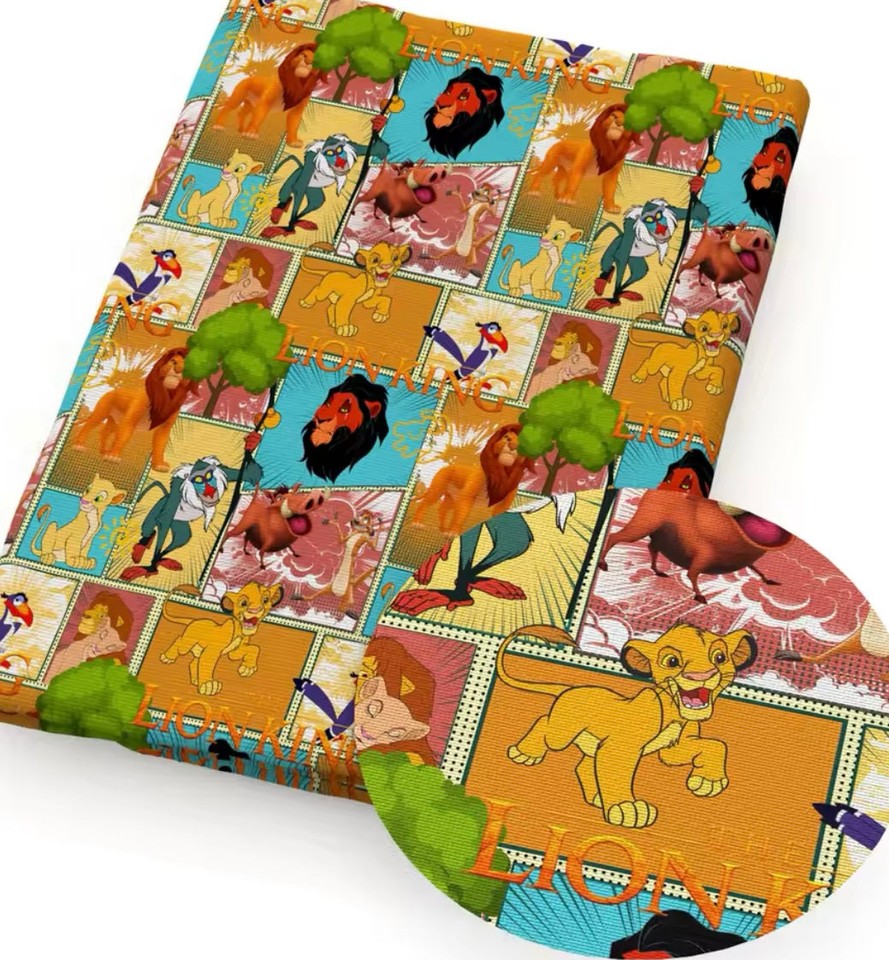 Disney Lion King Simba Scar character Polycotton Fabric Half Yard (18 ...