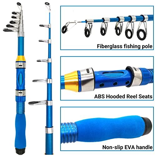 Kids Fishing Rod, 1.5M 61Inch 4.92Ft Portable Telescopic Fishing Pole ...