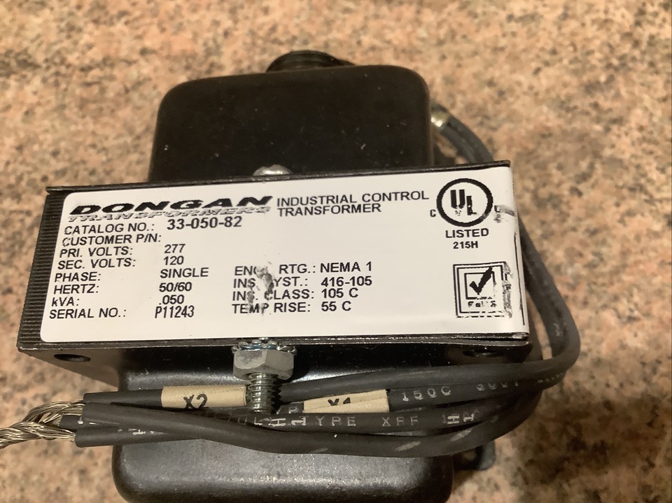 DONGAN industrial Control Transformer Cat.# 33-050-82 Pri.277 Sec.120V ...