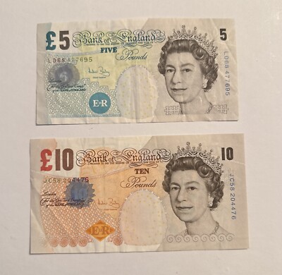 Bank Of England 2 Specimen Banknotes 5 and 10 Queen Elizabeth for ...