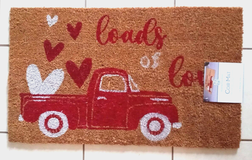 NEW Huntington Home Coir Door Mat Red Pick-up Hearts Rustic Farmhouse ...