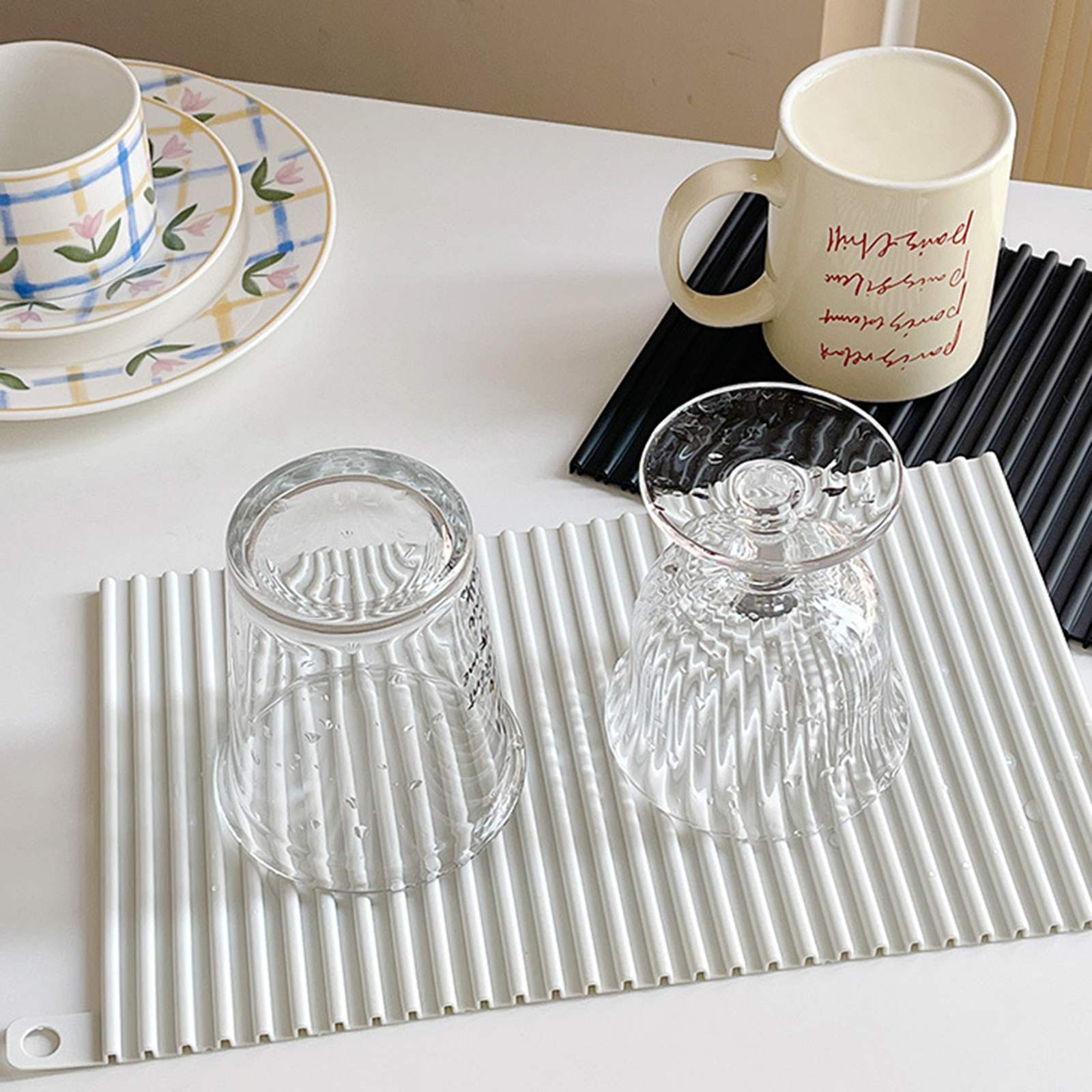 Placemat Silicone Anti-scald Easy to Clean Draining Dining Placemat Oil ...