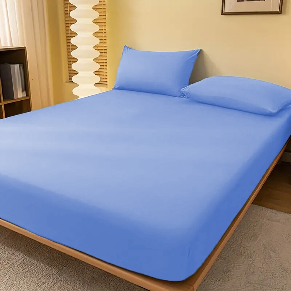 Luxury Non- Iron Plain Dyed Polycotton Fitted Sheet 30cm Extra Deep Bed ...