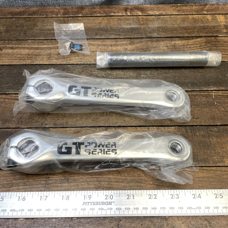 GT Power Series BMX Crankset 175 mm Silver Alloy 3pc Cranks Spindle New ...