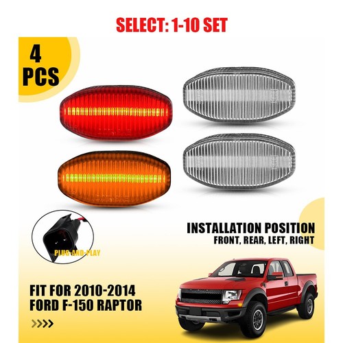Clear Amber Red LED Side Fender Marker Light For 2010-14 Ford F150 ...