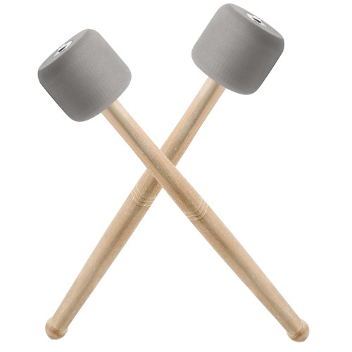 2 Pcs 13 Grey Bass Drum Mallets, Marching, Foam Tip, Wood Handle ...