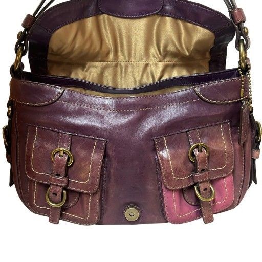 COACH Shoulder bag Purple Leather Legacy Double Pocket Women From Japan ...