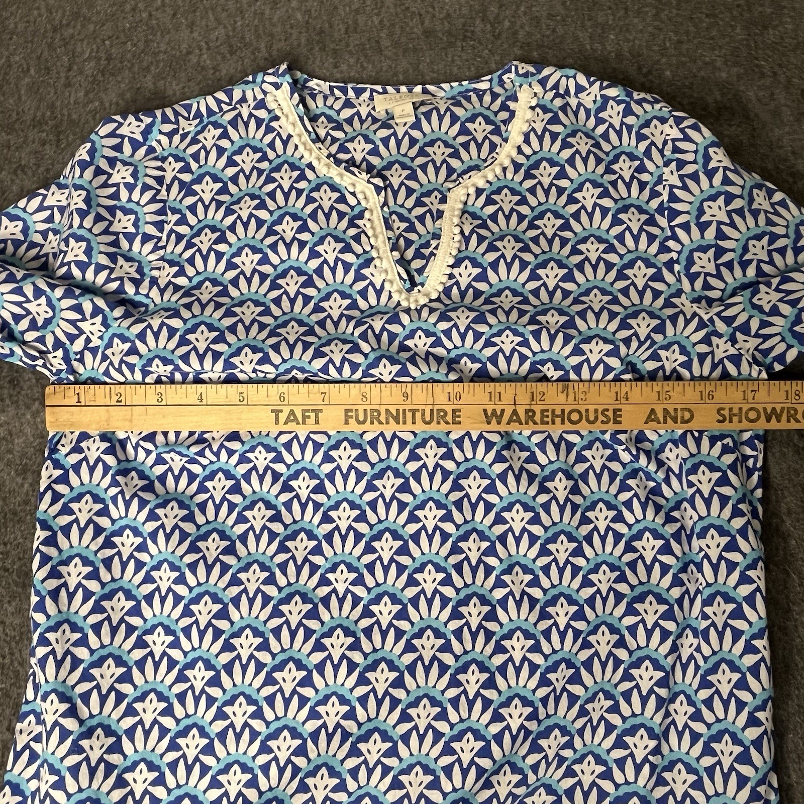 Talbots Tunic Top Petite Sz Small Cotton 3/4 Sleeve Boho Flowy Natural ...