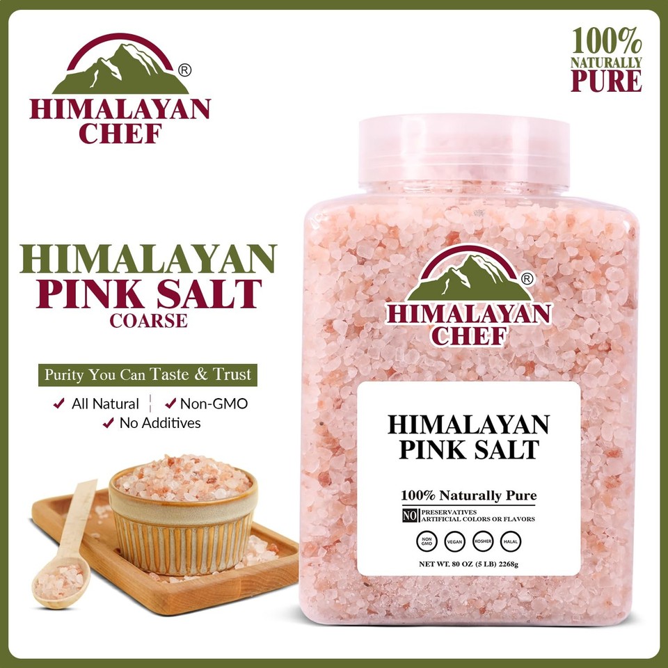 Pink Himalayan Salt Coarse Grain, 5 lbs Plastic Jar - Pure, Natural ...