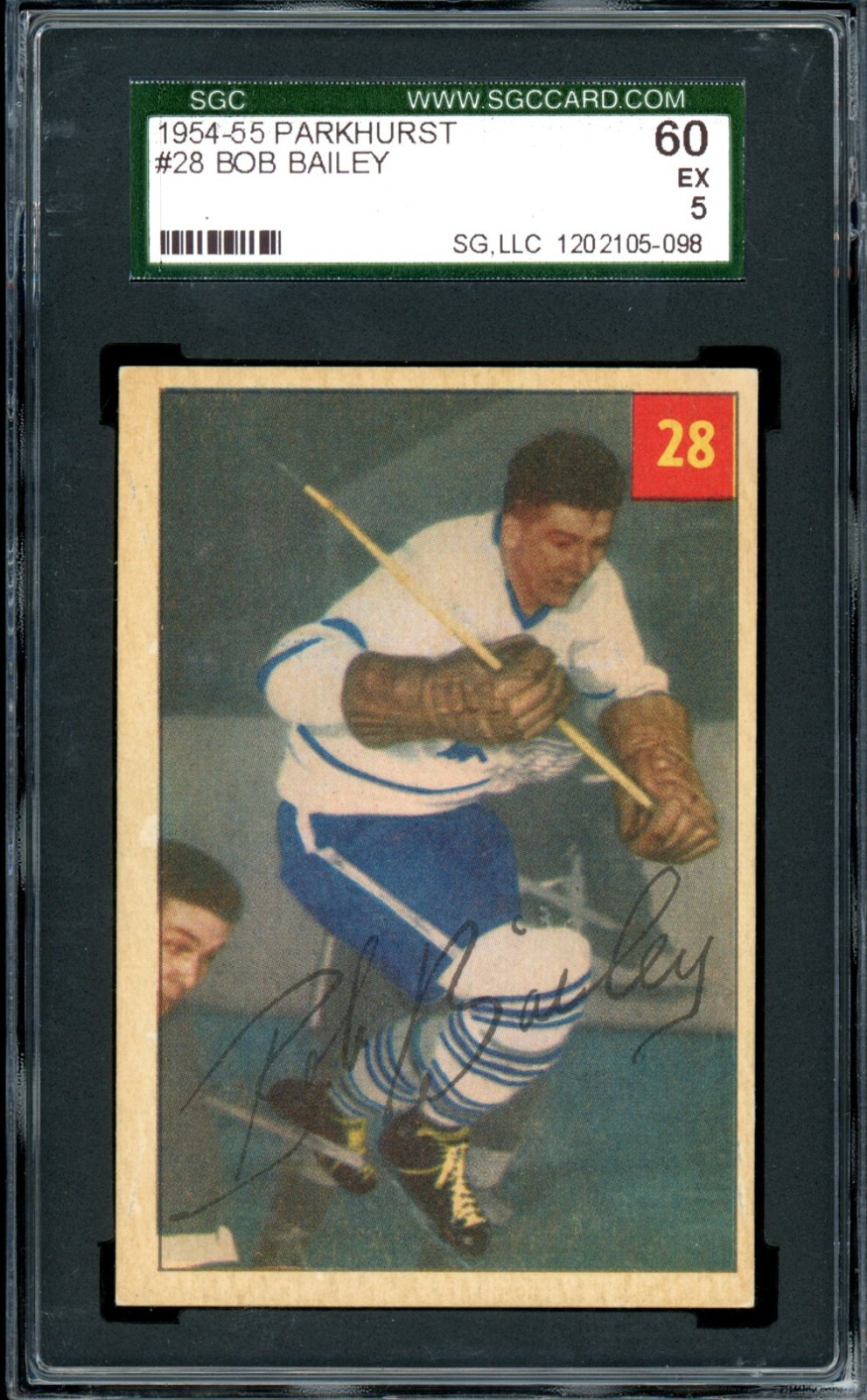 1954-55 PARKHURST NHL HOCKY #28 Bob Bailey Rookie SGC 5 EX Maple Leafs ...