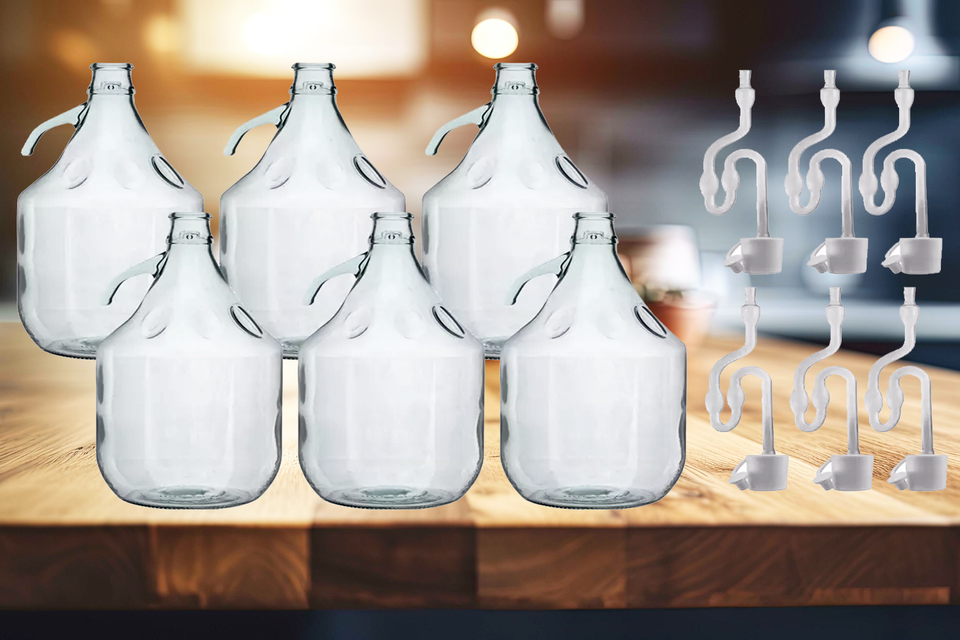 5L Glass Demijohns for Wine Making/Home Brewing - Airlock/Bung Optional ...