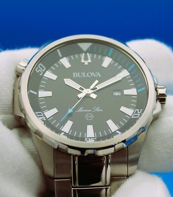 Bulova Marine Star Black Dial 43mm Watch Stainless Steel 96B382 US ...