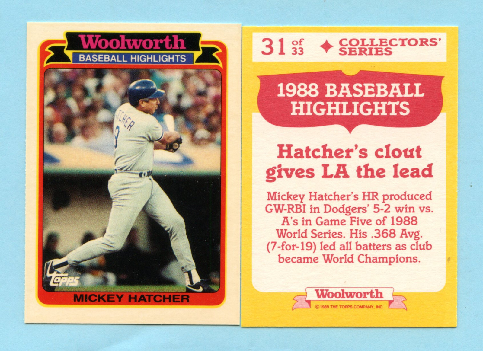 1988 Woolworth Baseball Highlights # 31 Mickey Hatcher Box 736 | eBay