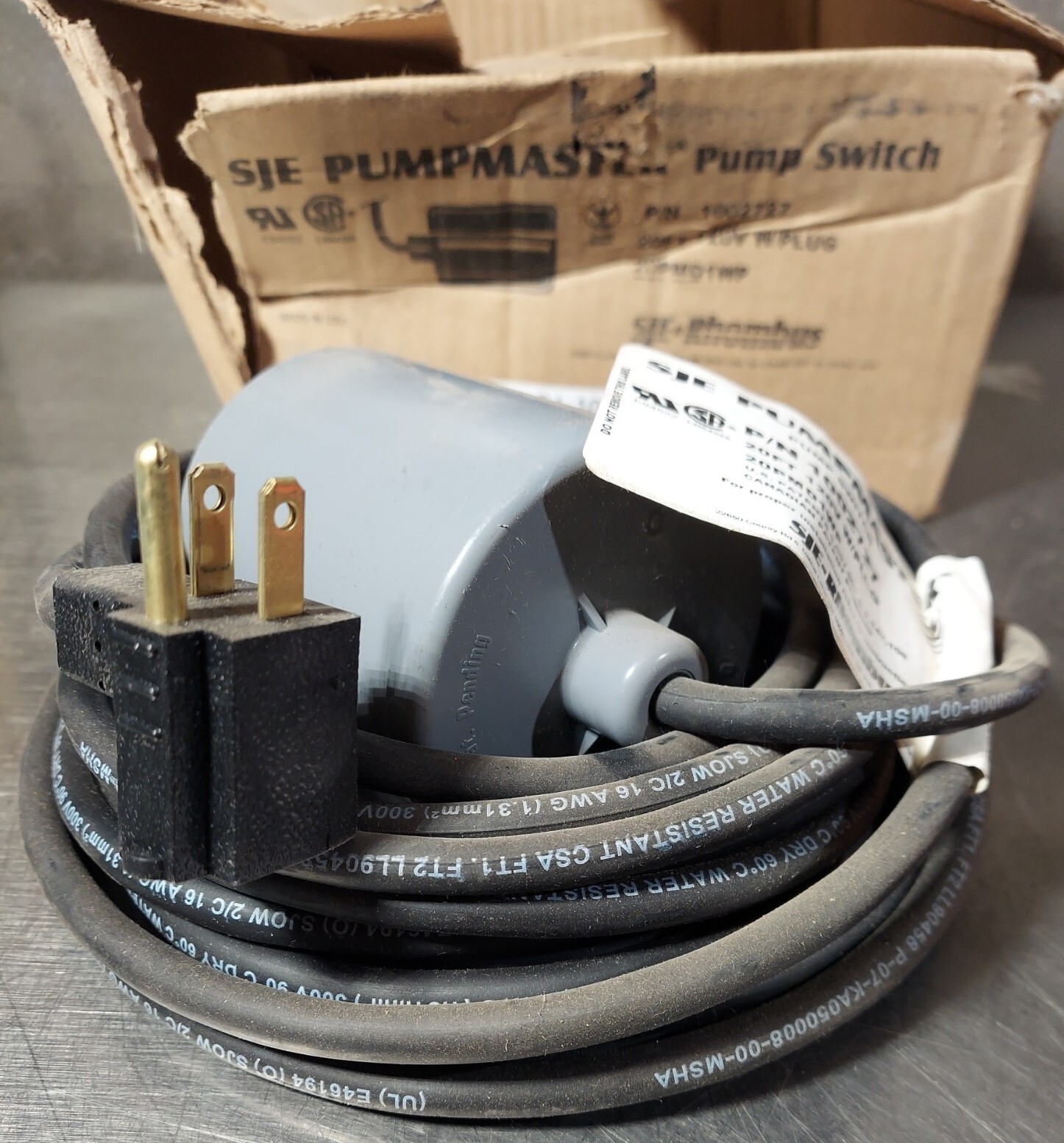 SJE-RHOMBUS PUMPMASTER PUMP SWITCH P/N 1002727. 20' 120V w/Plug | eBay