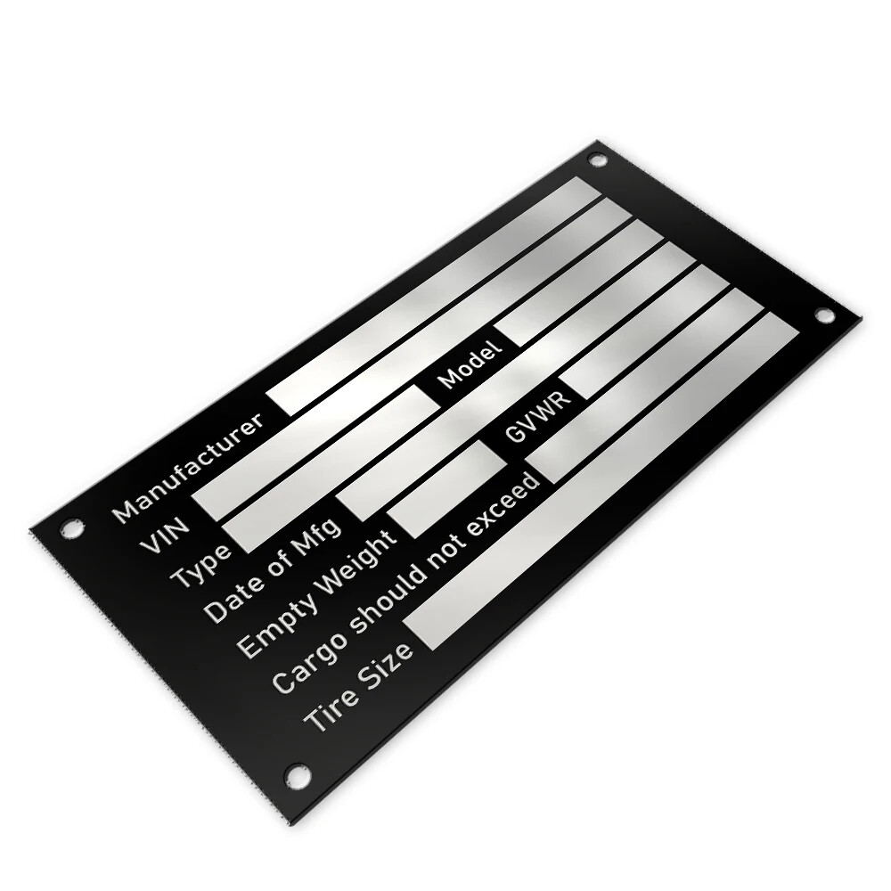Custom Engraved Aluminium Plate 114mm x 57mm Identification Number ID ...